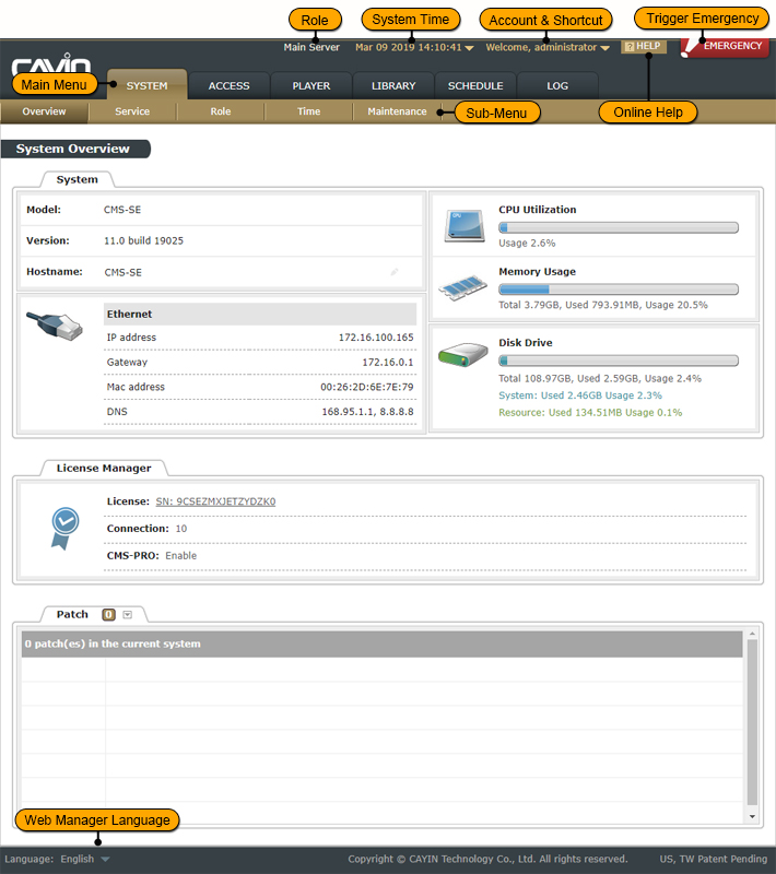 CAYIN CMS User Manuals - Introduction to User Interface