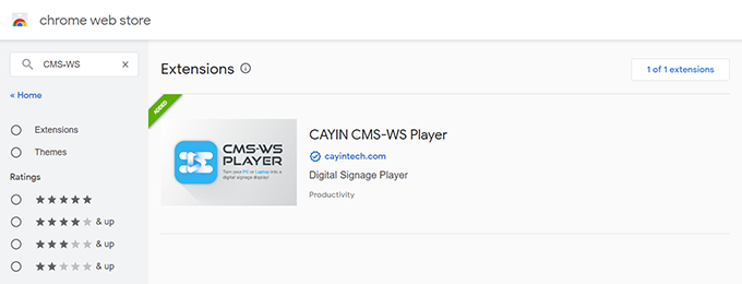 CAYIN CMS User Manuals - CMS-WS Player: Web Extension