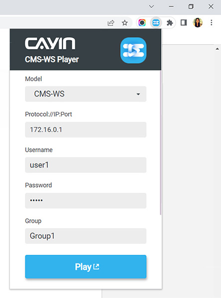 CAYIN CMS User Manuals - CMS-WS Player: Web Extension